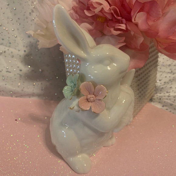 Boutique | Holiday | Porcelain Easter Bunny 3d Floral Rabbit Tabletop ...
